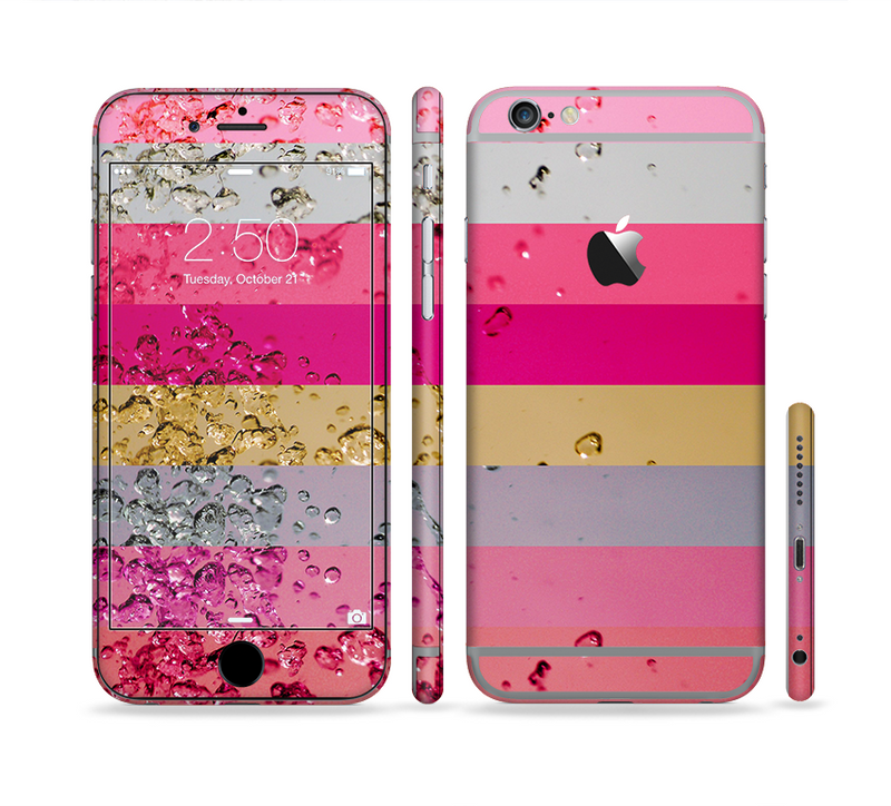The Pink Water Stripes Sectioned Skin Series for the Apple iPhone 6 ...