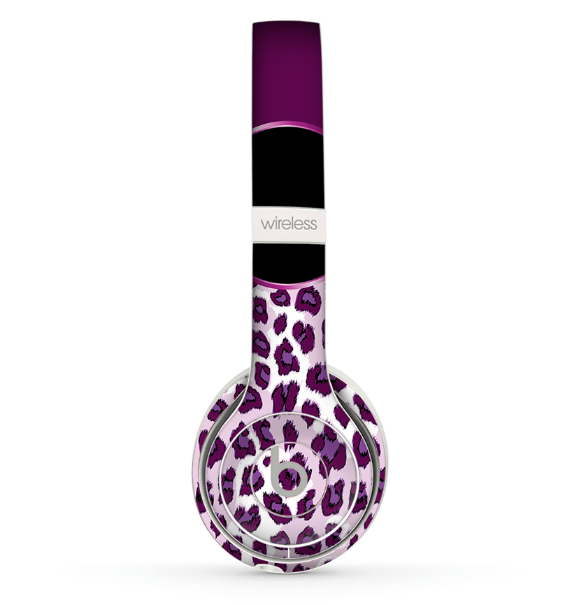 The Purple Leopard Monogram Skin Set for the Beats by Dre Solo 2 Wirel ...