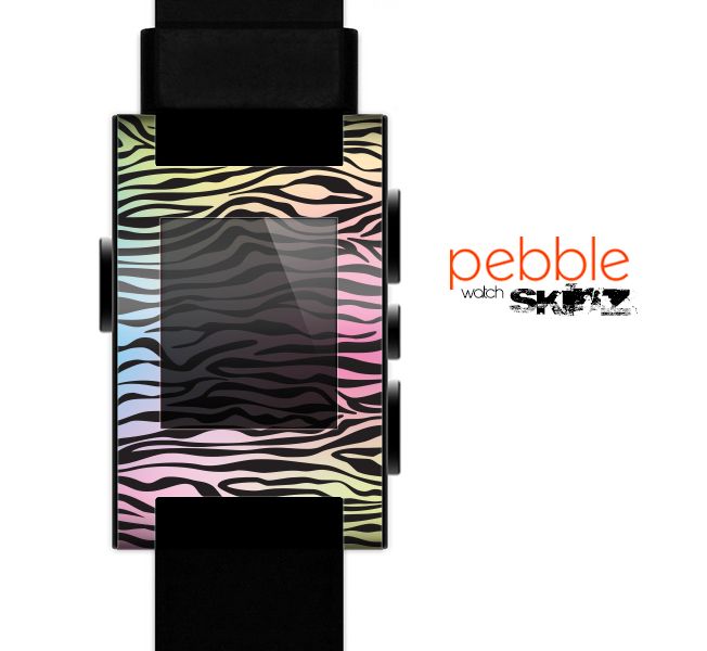 The Rainbow Colored Vector Black Zebra Print Skin for the Pebble Smart ...