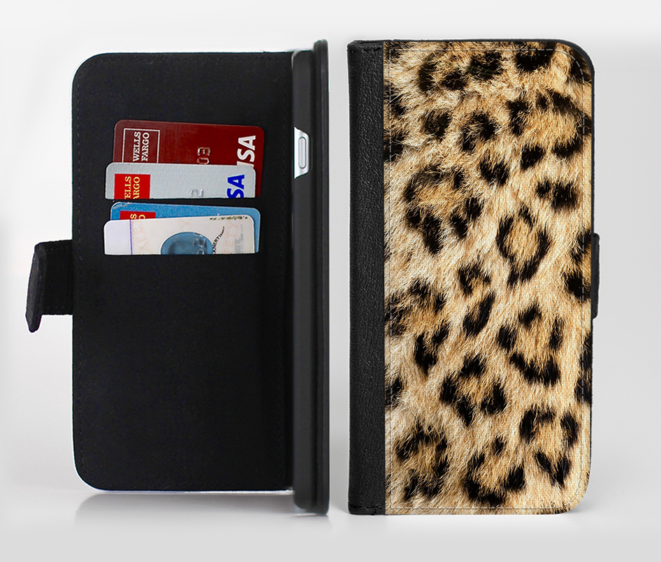 The Real Cheetah Animal Print Ink-Fuzed Leather Folding Wallet Credit ...