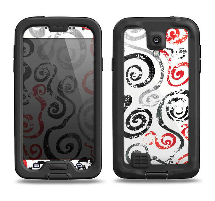 The Red Accented Grayscale Swirl Pattern Samsung Galaxy S4 LifeProof N ...