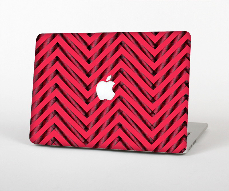 The Red & Black Sketch Chevron Skin Set for the Apple MacBook Pro 15 ...