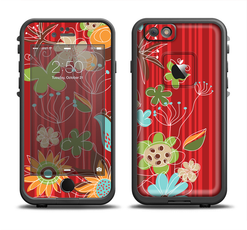 the red striped vector floral design Apple iPhone 6/6s Plus LifeProof ...