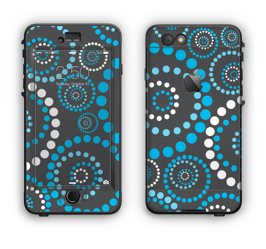 The Retro Blue Circle-Dotted Pattern Apple iPhone 6 LifeProof Nuud Cas ...