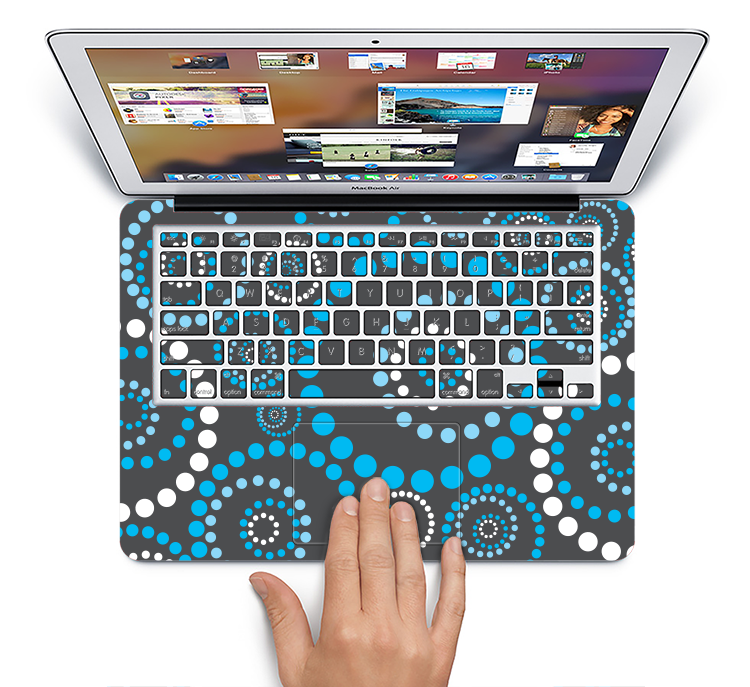 The Retro Blue Circle-Dotted Pattern Skin Set for the Apple MacBook Pr ...