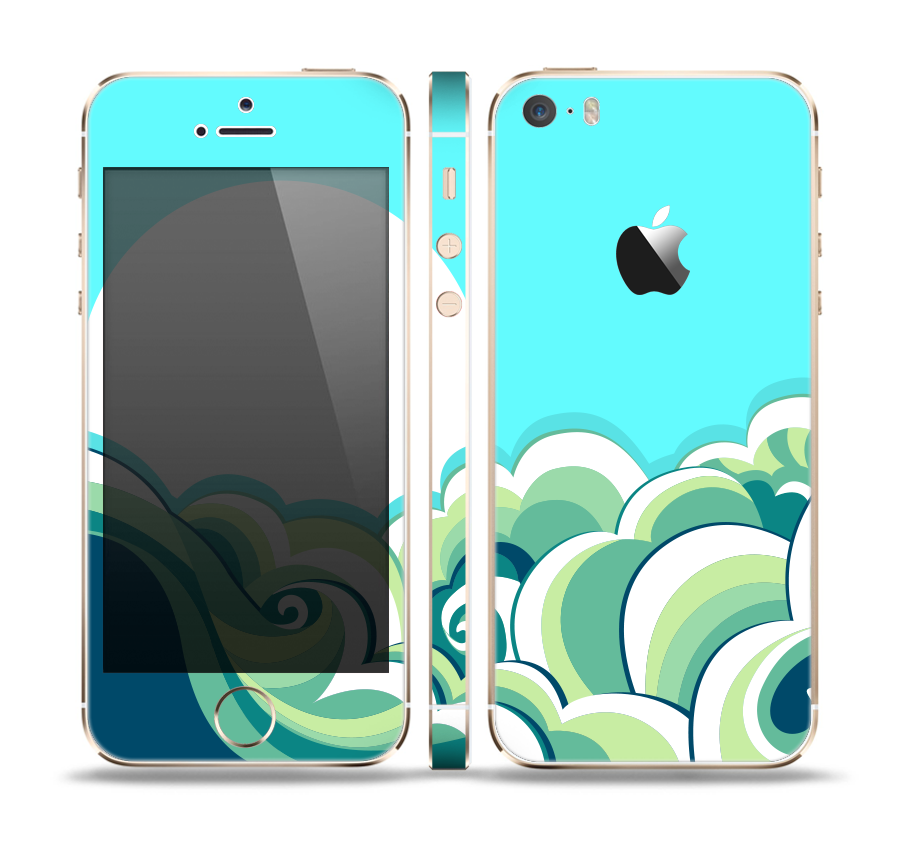 The Retro Blue Vintage Vector Wave Skin Set for the Apple iPhone 5s ...