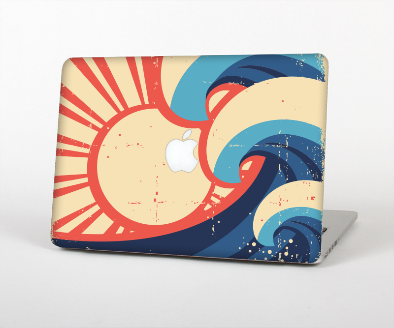 The Retro Vintage Blue vector Waves V3 Skin Set for the Apple MacBook ...