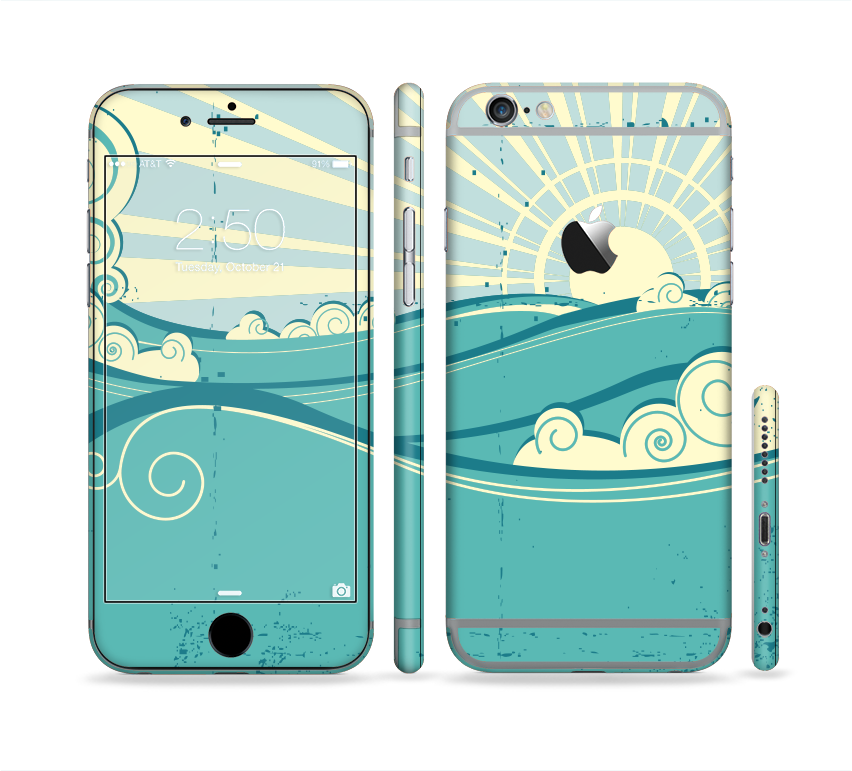 The Retro Vintage Vector Waves Sectioned Skin Series for the Apple iPh ...