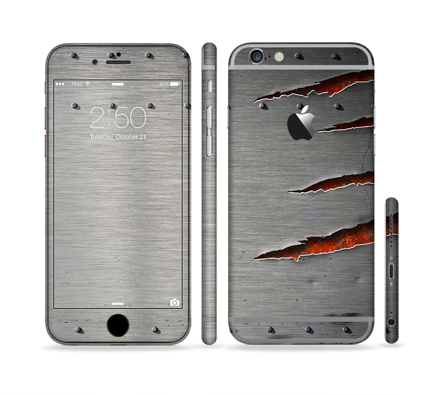The Ripped Red-Core Metal Sectioned Skin Series for the Apple iPhone 6 ...