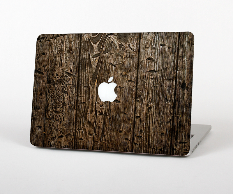 The Rough Textured Dark Wooden Planks Skin Set for the Apple MacBook P ...
