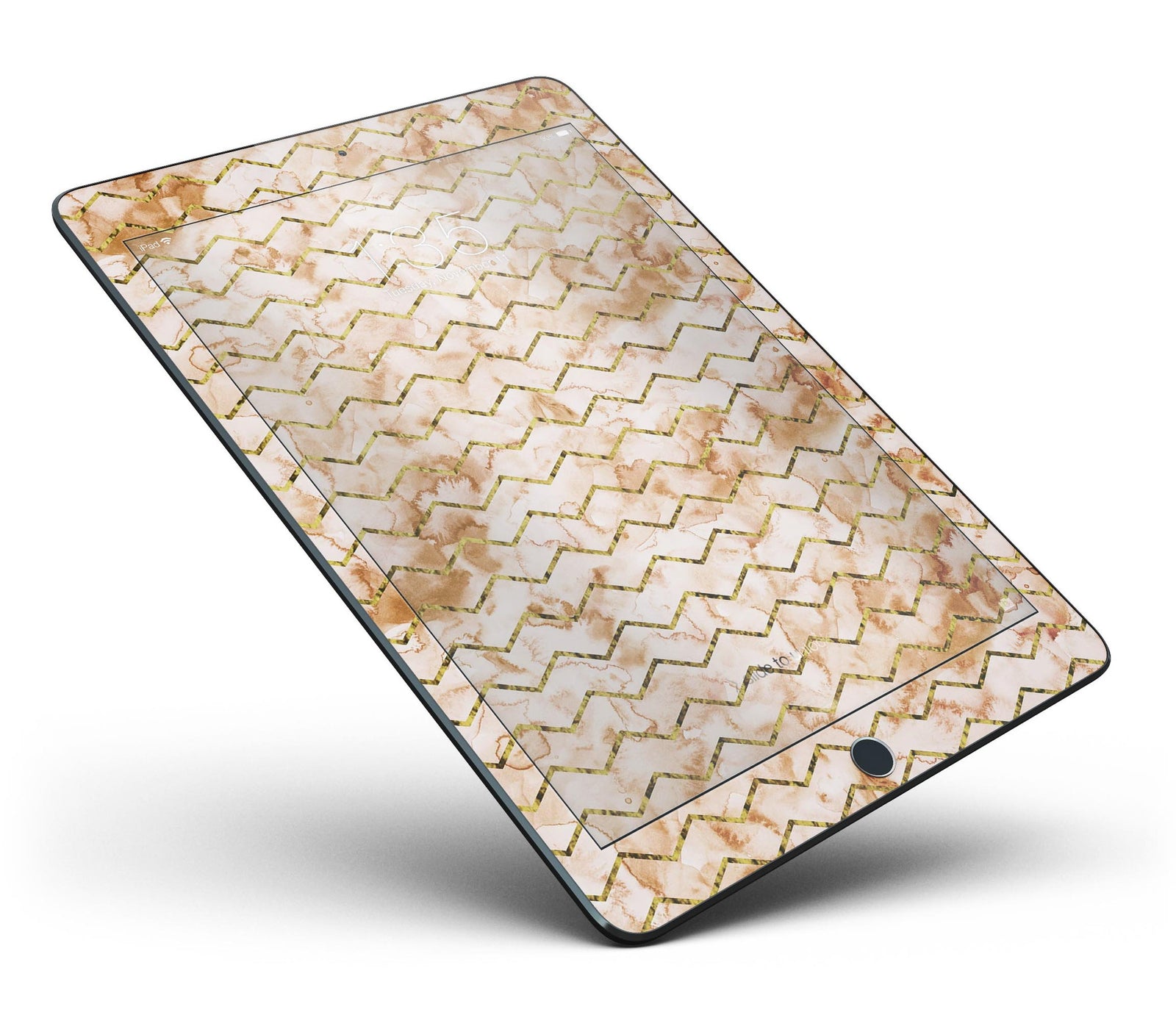 The Rustic Brown and Tan Chevron Pattern Full Body Skin for the iPad P ...