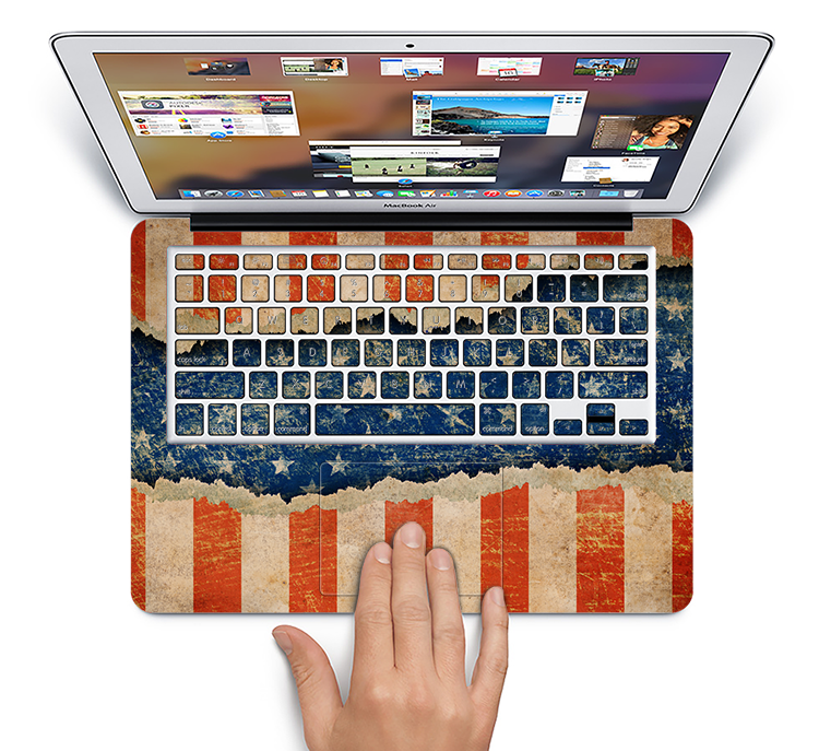 The Scratched Surface Peeled American Flag Skin Set for the Apple MacB ...