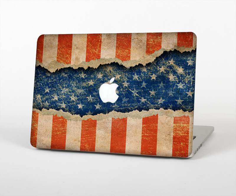 The Scratched Surface Peeled American Flag Skin Set for the Apple MacB ...