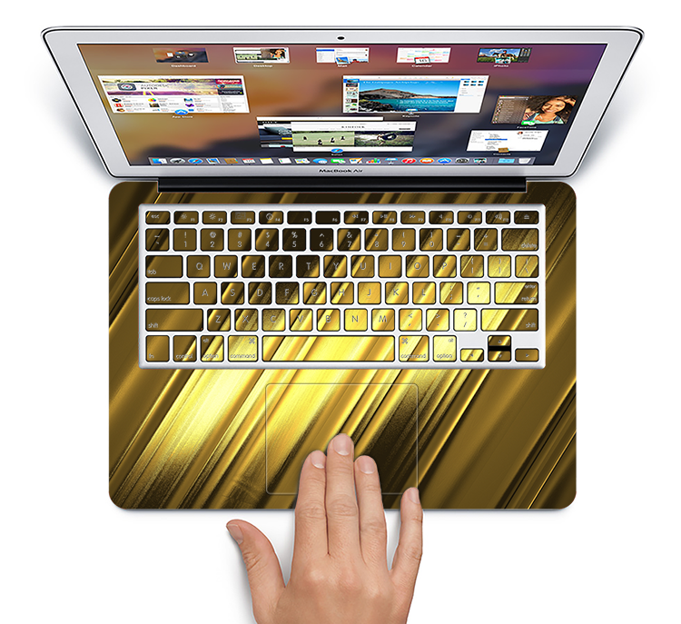 The Shimmering Slanted Gold Texture Skin Set for the Apple MacBook Pro ...