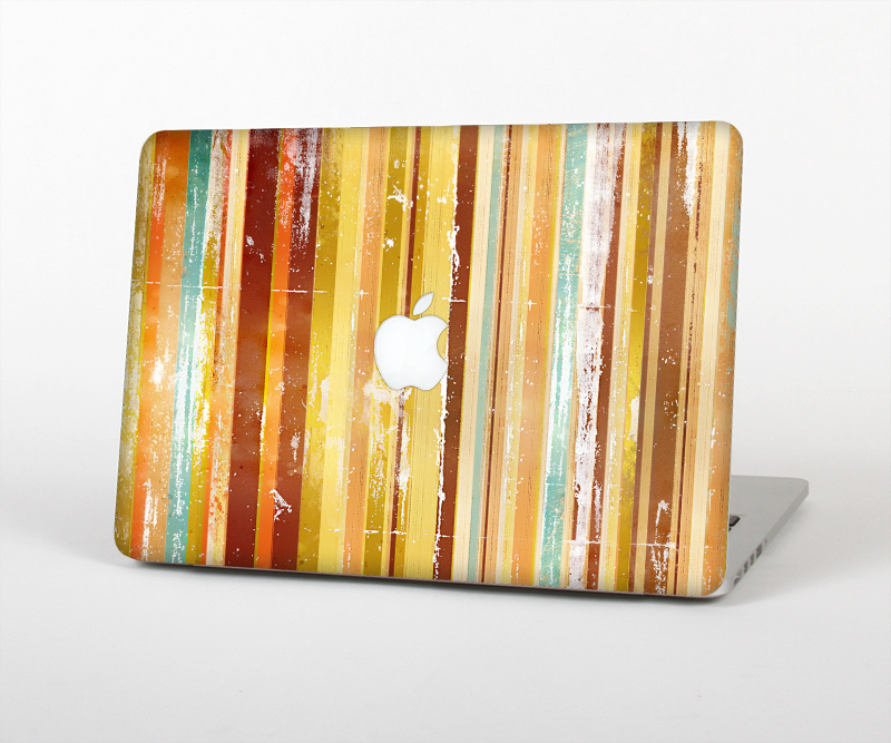 The Smudged Yellow Painted Stripes Pattern Skin Set for the Apple MacB ...