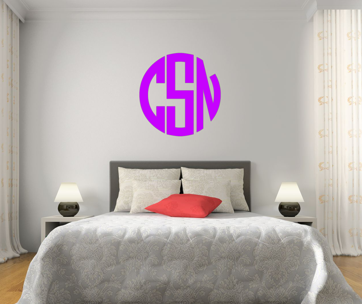 The Solid Dark Pink Circle Monogram V1 Wall Decal – DesignSkinz
