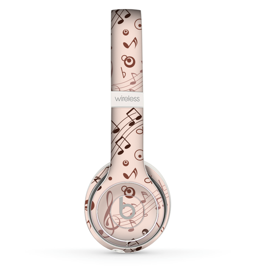 The Tan Music Note Pattern Skin Set for the Beats by Dre Solo 2 Wirele ...