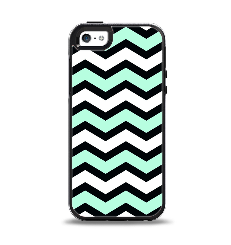 The Teal & Black Wide Chevron Pattern Apple iPhone 5-5s Otterbox Symme ...