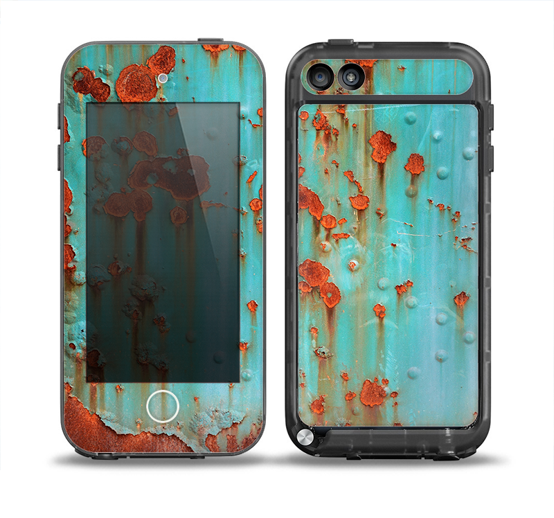 The Teal Painted Rustic Metal Skin for the iPod Touch 5th Generation f ...