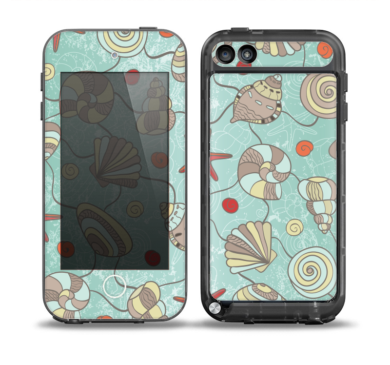 The Teal Vintage Seashell Pattern Skin for the iPod Touch 5th Generati ...