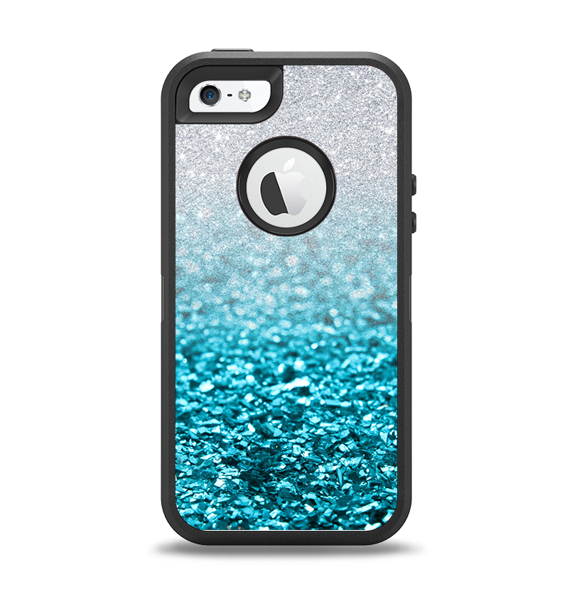The Turquoise & Silver Glimmer Fade Apple iPhone 5-5s Otterbox Defende ...