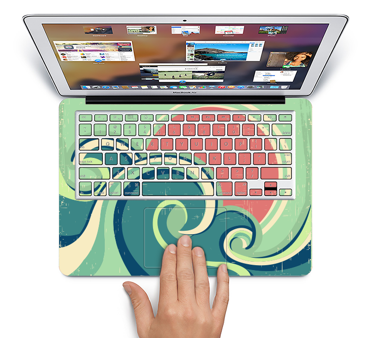 The Vector Retro Green Waves Skin Set for the Apple MacBook Pro 15" wi ...
