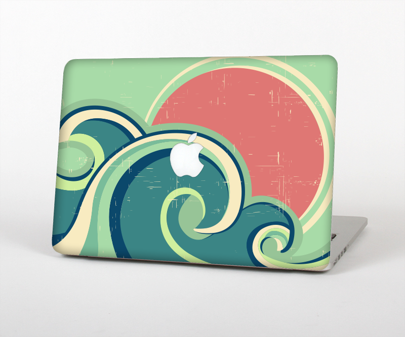 The Vector Retro Green Waves Skin Set for the Apple MacBook Pro 15" wi ...