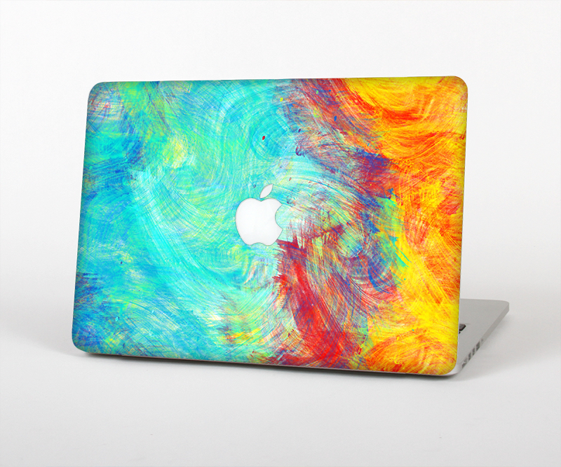 The Vibrant Colored Messy Painted Canvas Skin Set for the Apple MacBoo ...