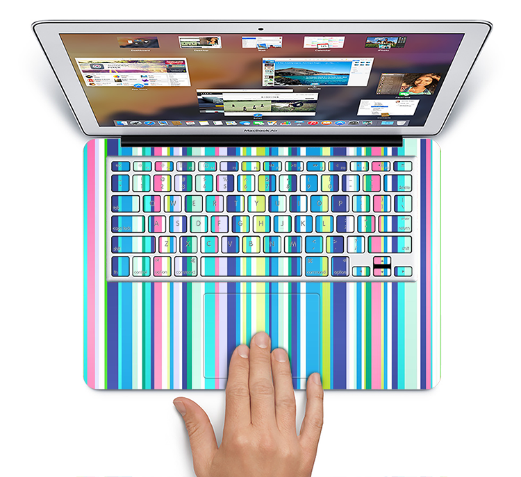 The Vibrant Colored Stripes Pattern V3 Skin Set for the Apple MacBook ...