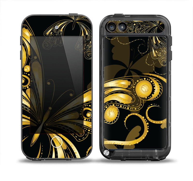 The Vibrant Gold Butterfly Outline Skin for the iPod Touch 5th Generat ...