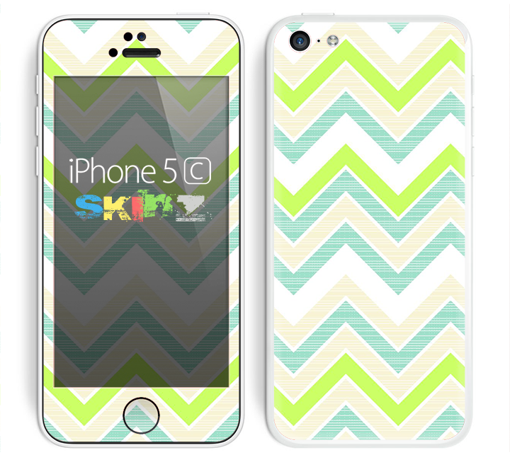 The Vibrant Green Vintage Chevron Pattern Skin for the Apple iPhone 5c ...