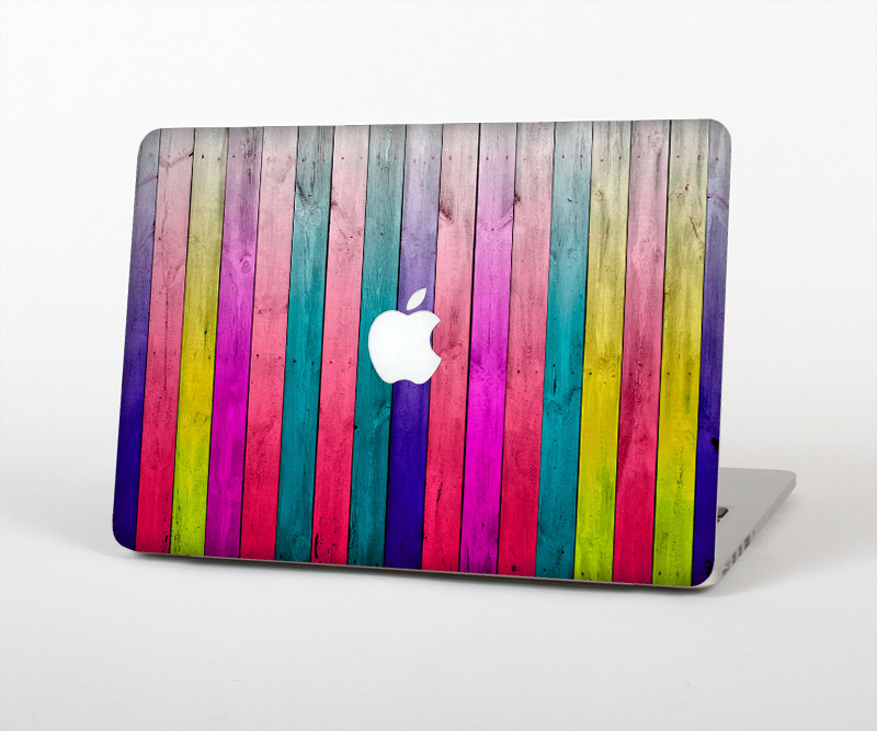 The Vibrant Neon Colored Wood Strips Skin Set for the Apple MacBook Pr ...