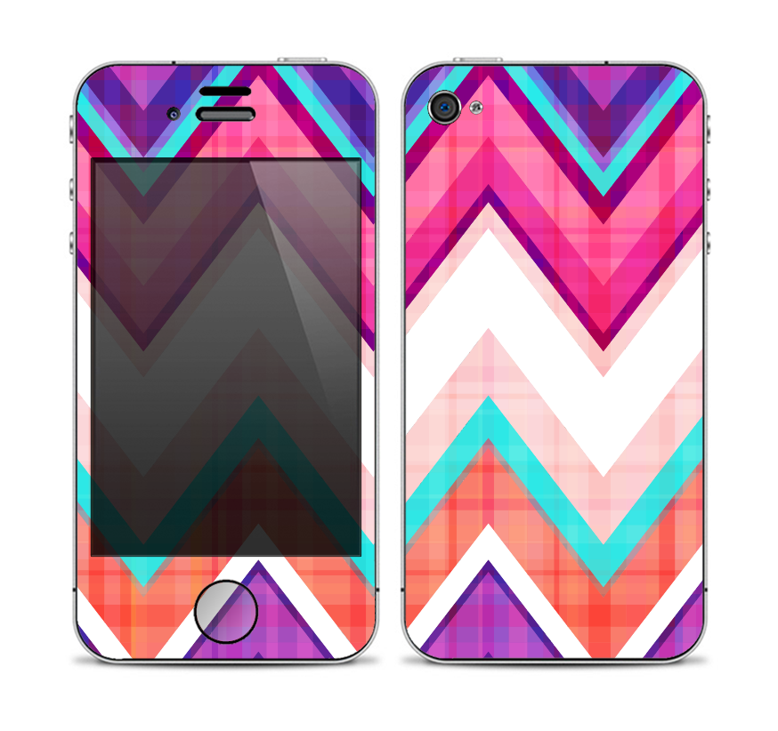 The Vibrant Teal & Colored Chevron Pattern V1 Skin for the Apple iPhon ...