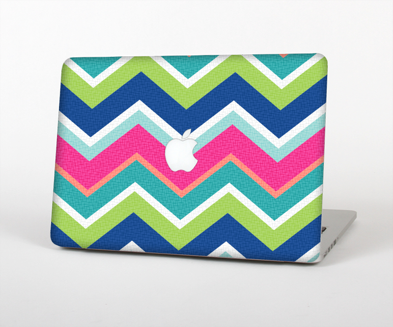The Vibrant Teal & Colored Layered Chevron V3 Skin Set for the Apple M ...
