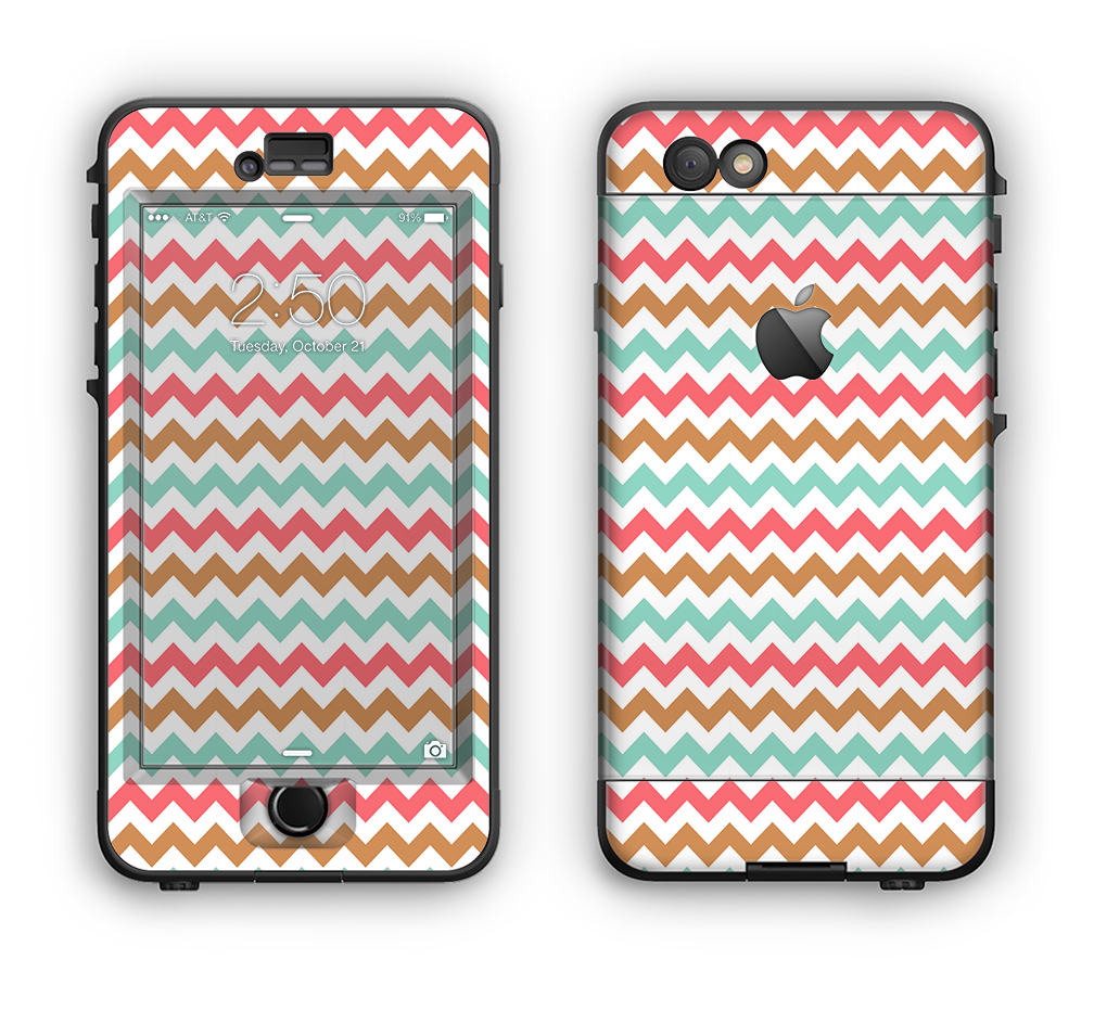 The Vintage Brown-Teal-Pink Chevron Pattern Apple iPhone 6 LifeProof N ...