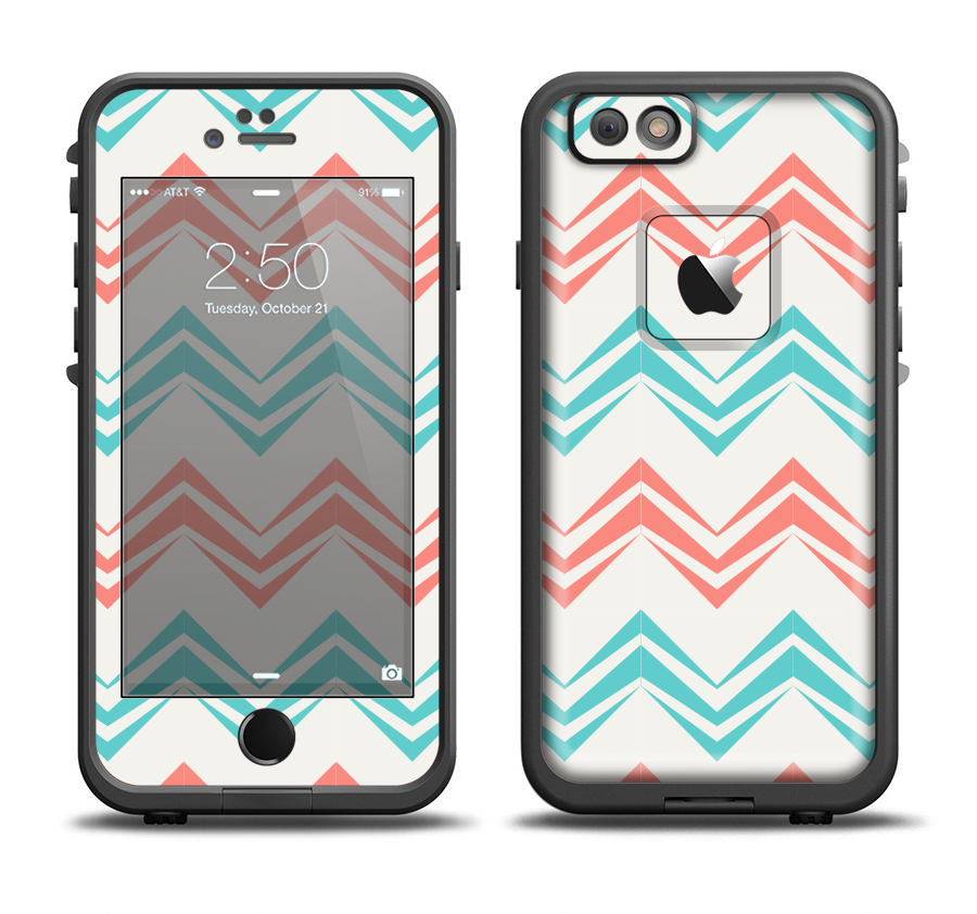 the vintage coral teal abstract chevron pattern Apple iPhone 6/6s Plus LifeProof Fre Case Skin ...