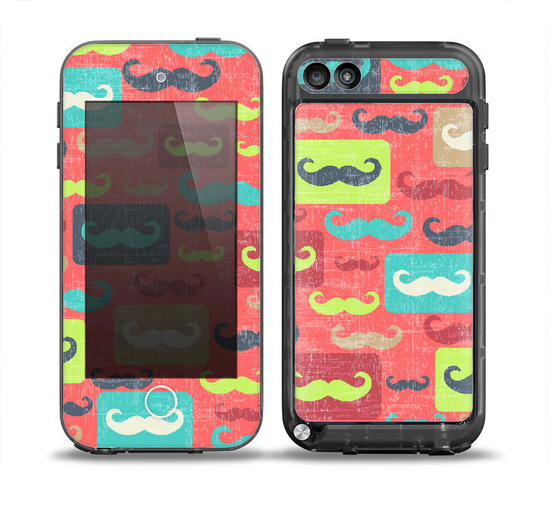 The Vintage Coral and Neon Mustaches Skin for the iPod Touch 5th Gener ...