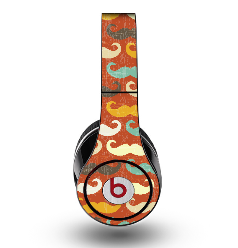 The Vintage Dark Red Mustache Pattern Skin for the Original Beats by D ...