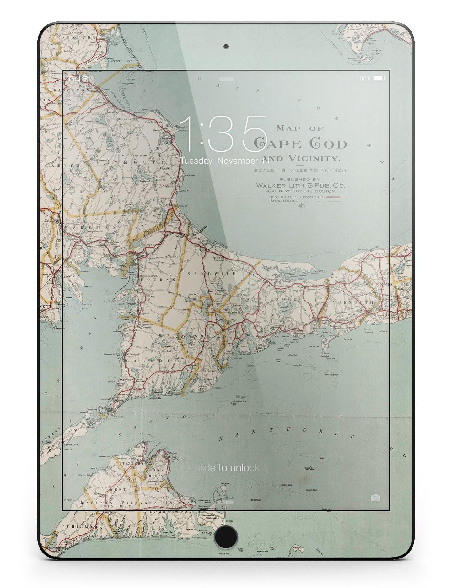 The Vintage Map of Cape Cod Full Body Skin for the iPad Pro (12.9" or ...