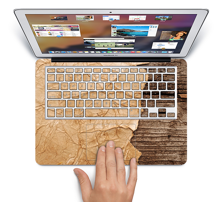 The Vintage Paper-Wrapped Wood Planks Skin Set for the Apple MacBook P ...