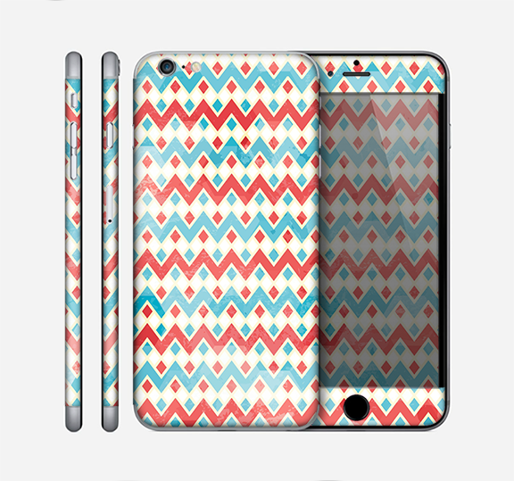The Vintage Red & Blue Chevron Pattern Skin for the Apple iPhone 6 Plu ...