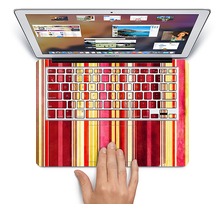 The Vintage Red & Yellow Grunge Striped Skin Set for the Apple MacBook ...