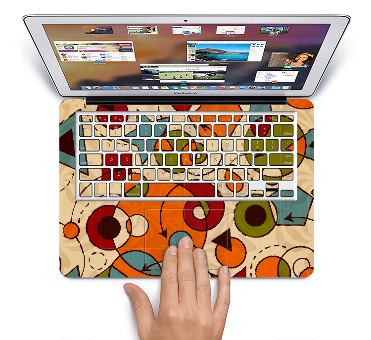 The Vintage Red and Tan Abstarct Shapes Skin Set for the Apple MacBook ...