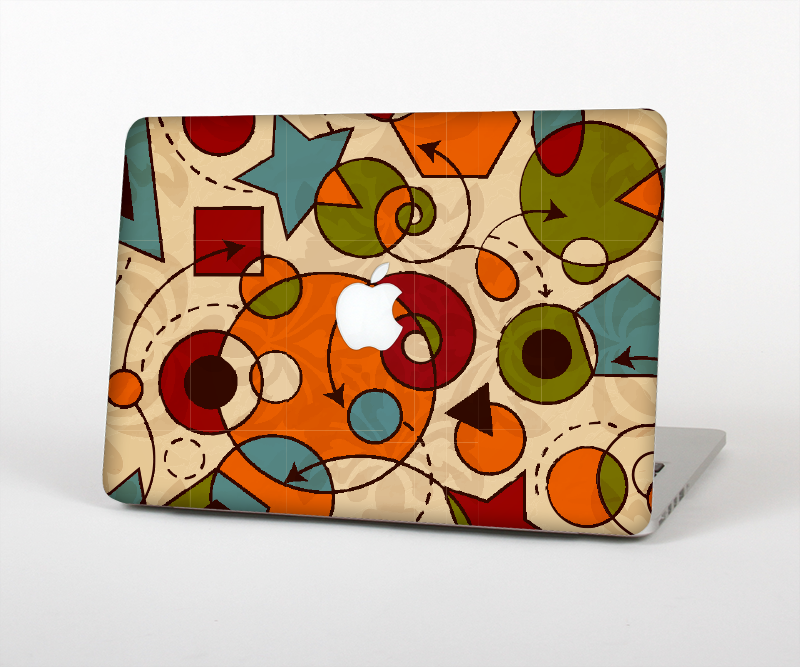 The Vintage Red and Tan Abstarct Shapes Skin Set for the Apple MacBook ...