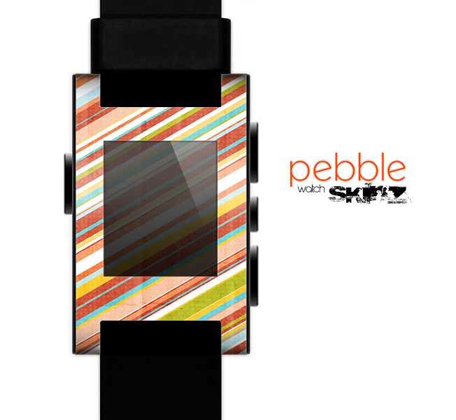 The Vintage Slanted Color Stripes Skin for the Pebble SmartWatch ...