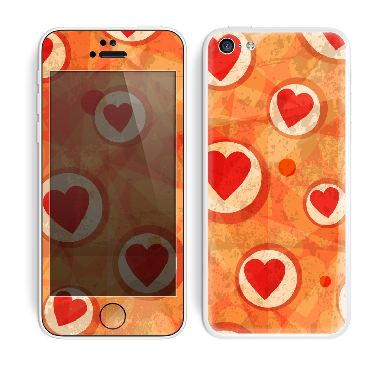 The Vintage Subtle Red and Orange Hearts Skin for the Apple iPhone 5c ...