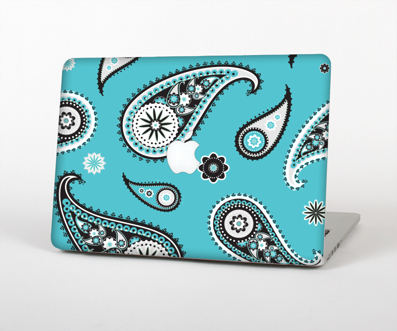 The Vivid Blue & Black Paisley Design Skin Set for the Apple MacBook P ...