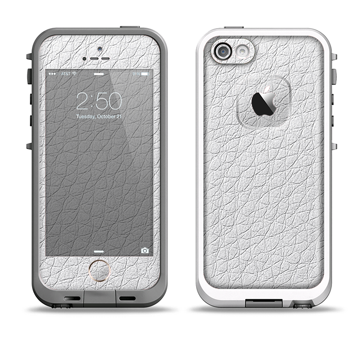 The White Leather Texture Apple iPhone 5-5s LifeProof Fre Case Skin Se ...