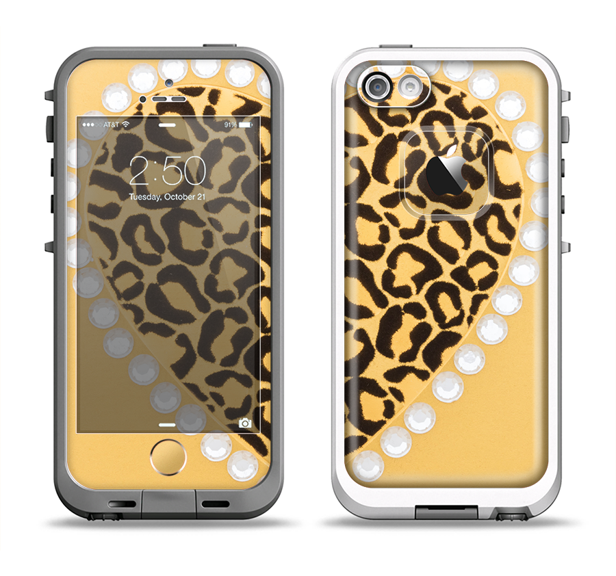 The Yellow Heart Shaped Leopard Apple iPhone 5-5s LifeProof Fre Case S ...