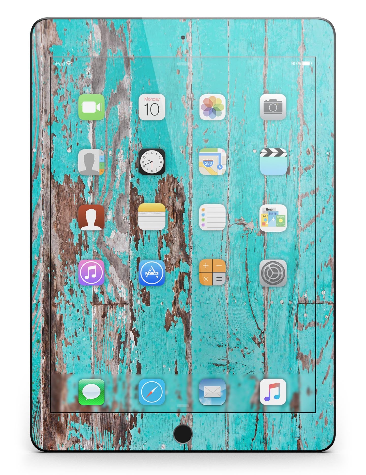 Turquoise Chipped Paint on Wood Full Body Skin for the iPad Pro (12.9 ...